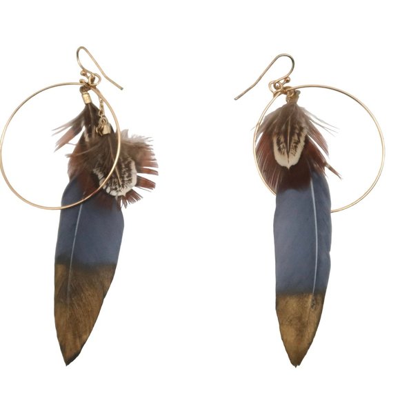 Unbranded | Jewelry | Feather Hoop Dangle Earrings | Poshmark